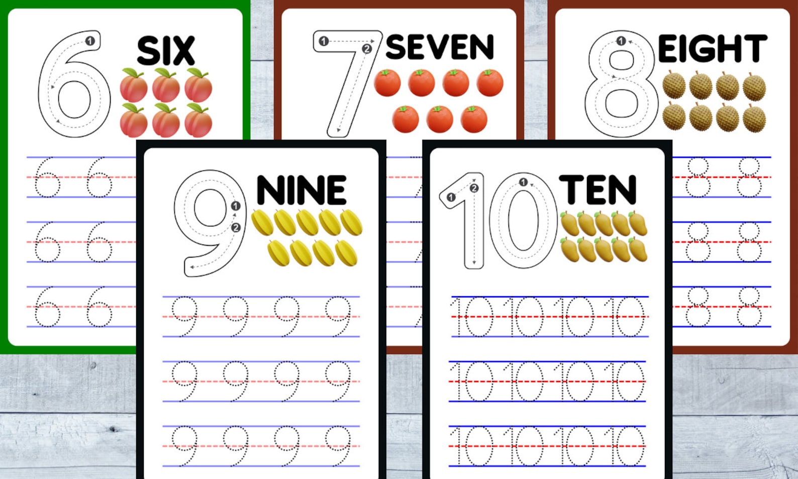 10 Number Tracing Worksheets, Printable Preschool Worksheets, 0-10 ...