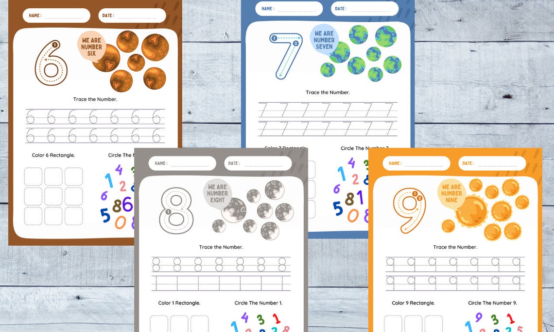 Preschool Numbers Tracing Worksheet, Handwriting Practice, Homeschool ...