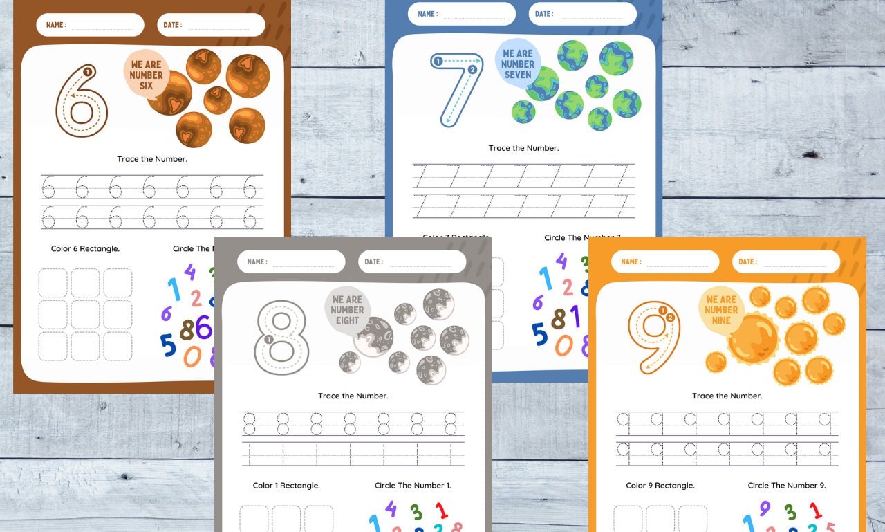 Preschool Numbers Tracing Worksheet, Handwriting Practice, Homeschool ...