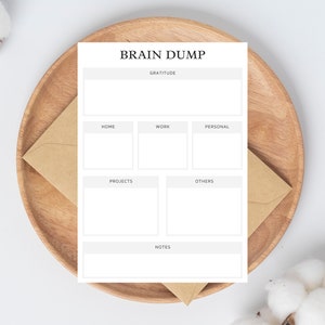 Brain Dump Printable, Digital Productivity, Brain Dump Template ...