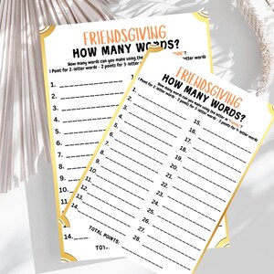 10 Friendsgiving 'how Many Words' Challenge, Friendsgiving Party Game ...