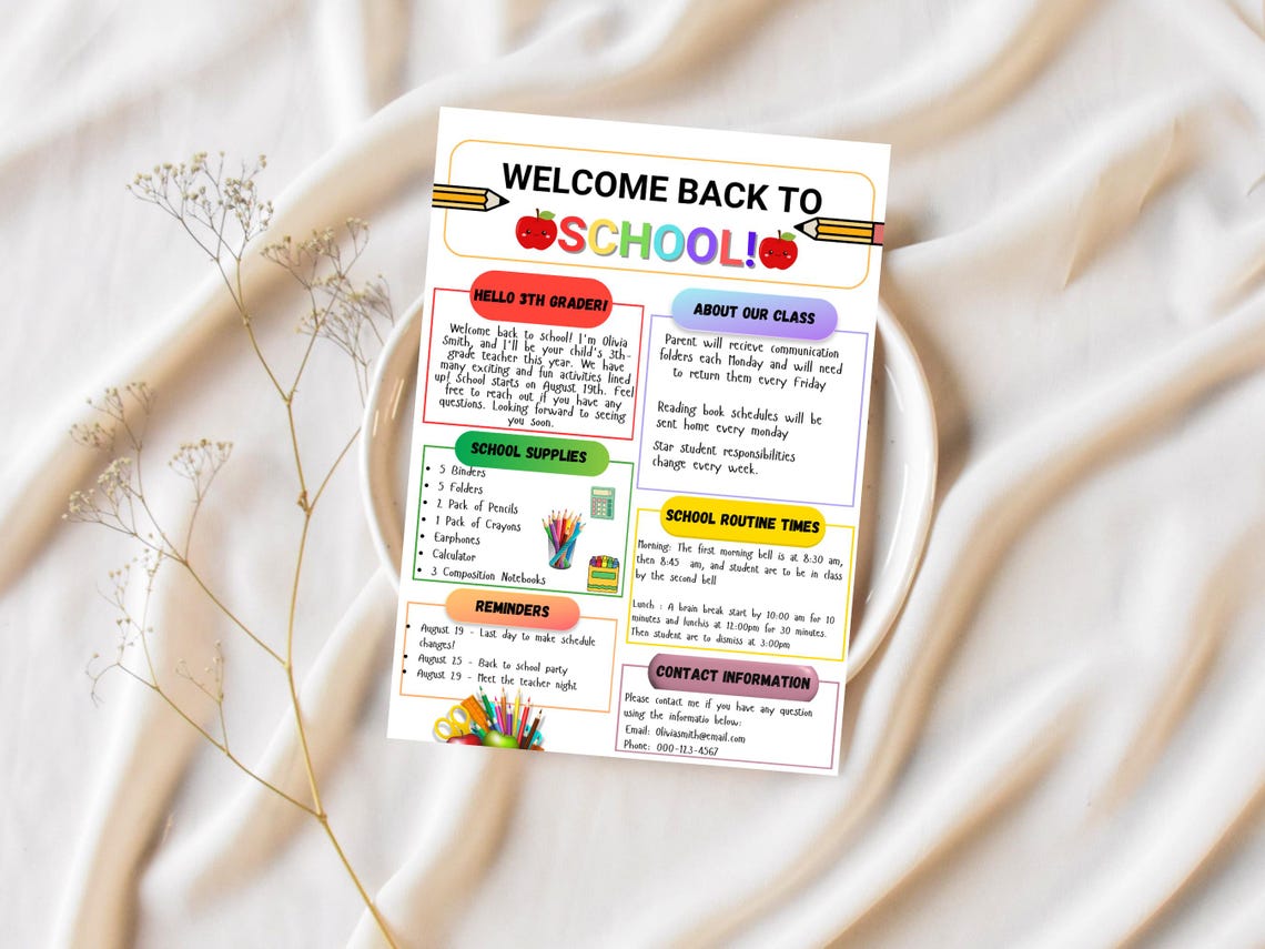 Welcome Note From Teacher, Welcome Back to School Letter to Parents ...