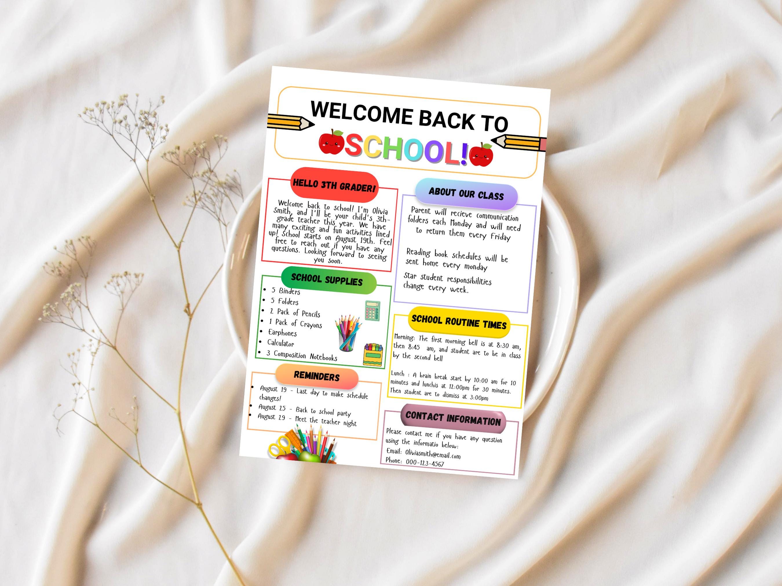 Welcome Note From Teacher, Welcome Back to School Letter to Parents ...