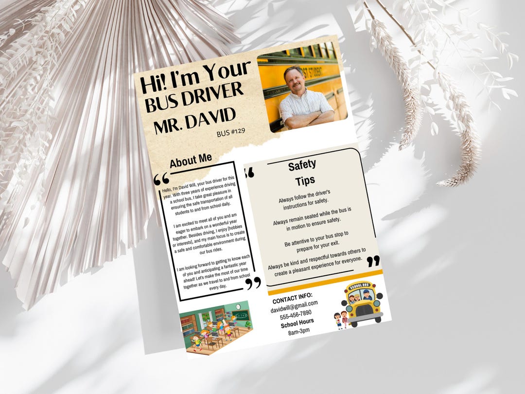Meet the Bus Driver Editable Template, Back to School Letter to ...
