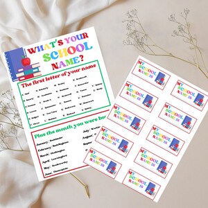 What's Your Back to School Name Printable Game, Create a Back to School ...
