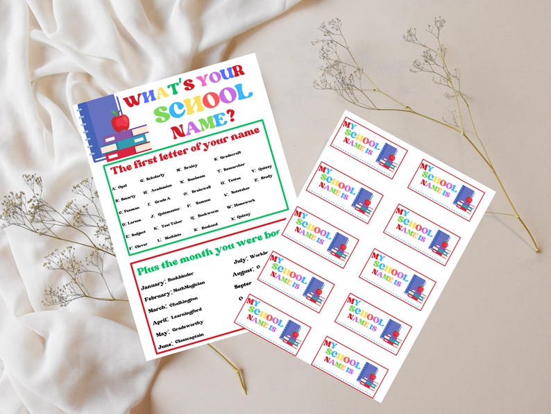 What's Your Back to School Name Printable Game, Create a Back to School ...