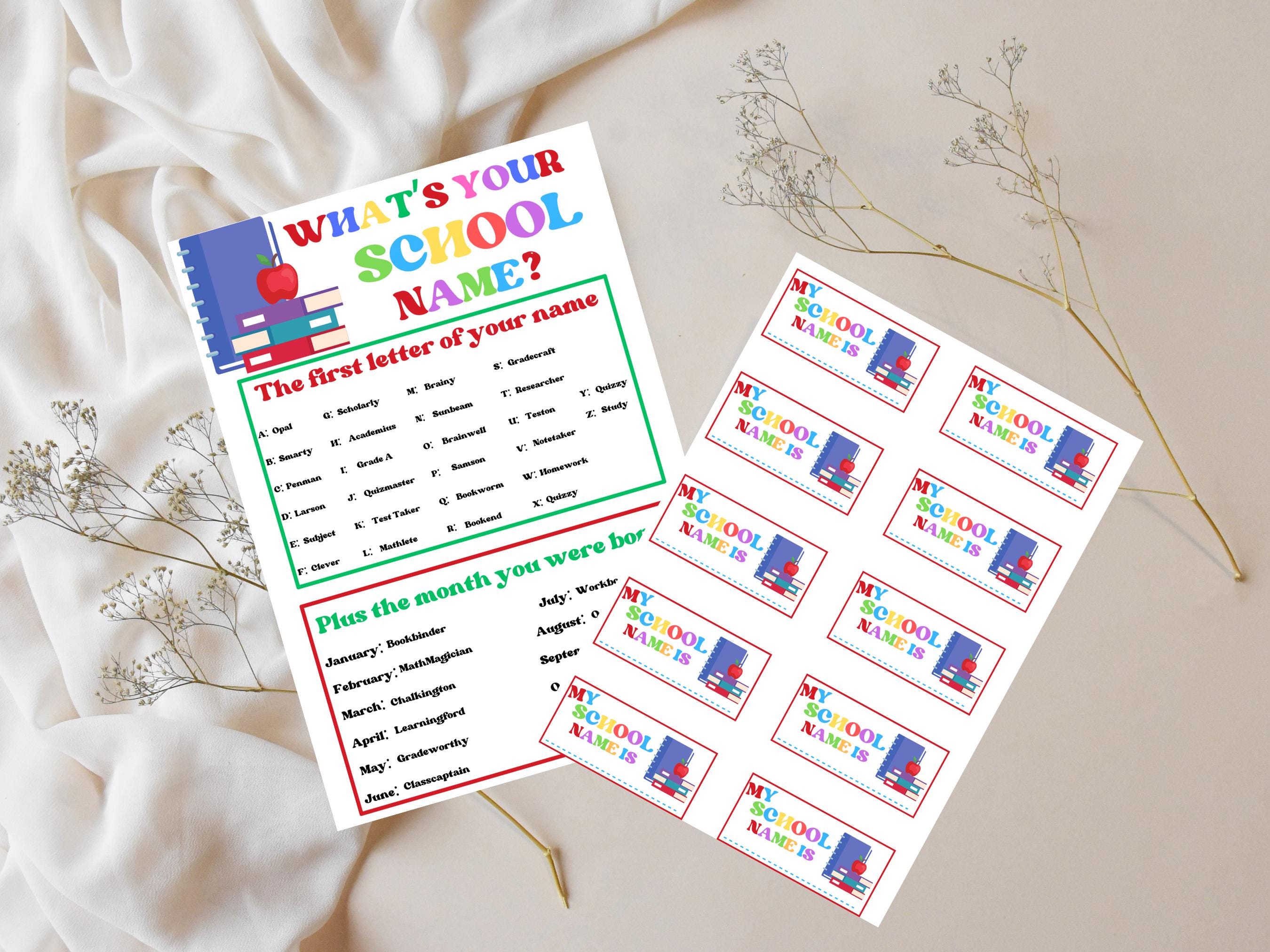 What's Your Back to School Name Printable Game, Create a Back to School ...