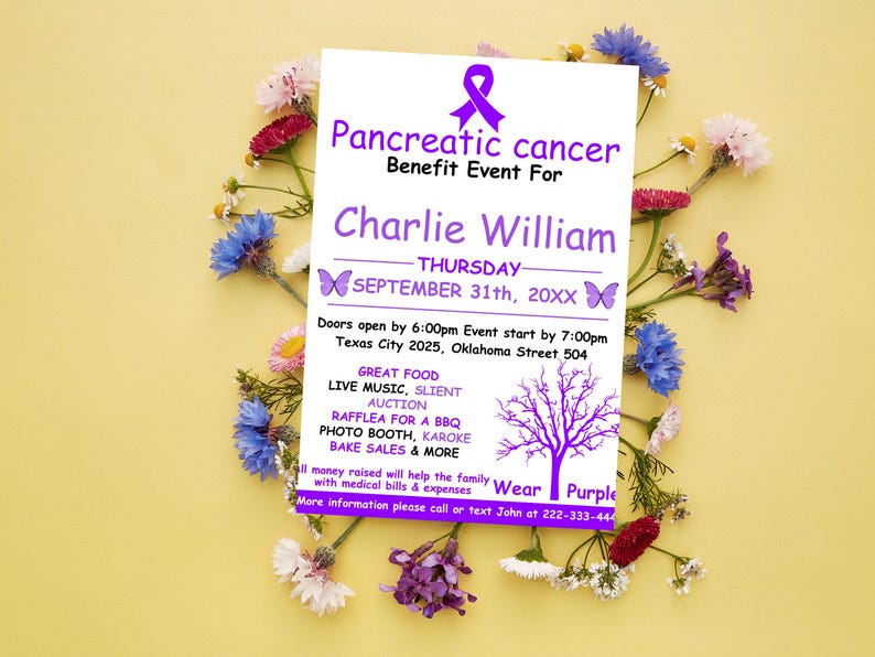 Editable Pancreatic Cancer Fundraiser Event Flyer, - Etsy