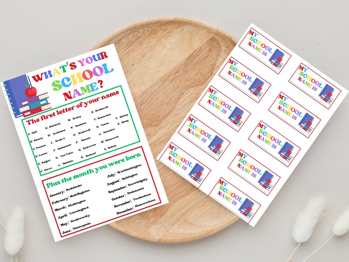 What's Your Back to School Name Printable Game, Create a Back to School ...