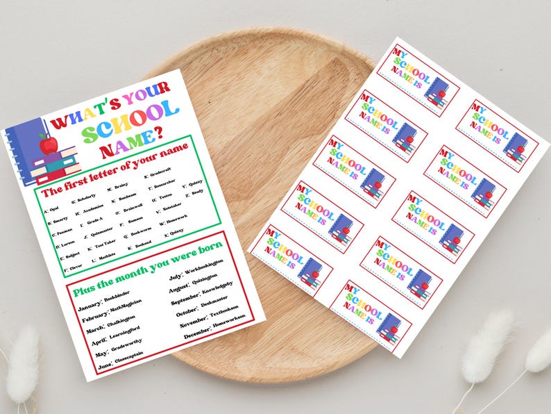 What's Your Back to School Name Printable Game, Create a Back to School ...