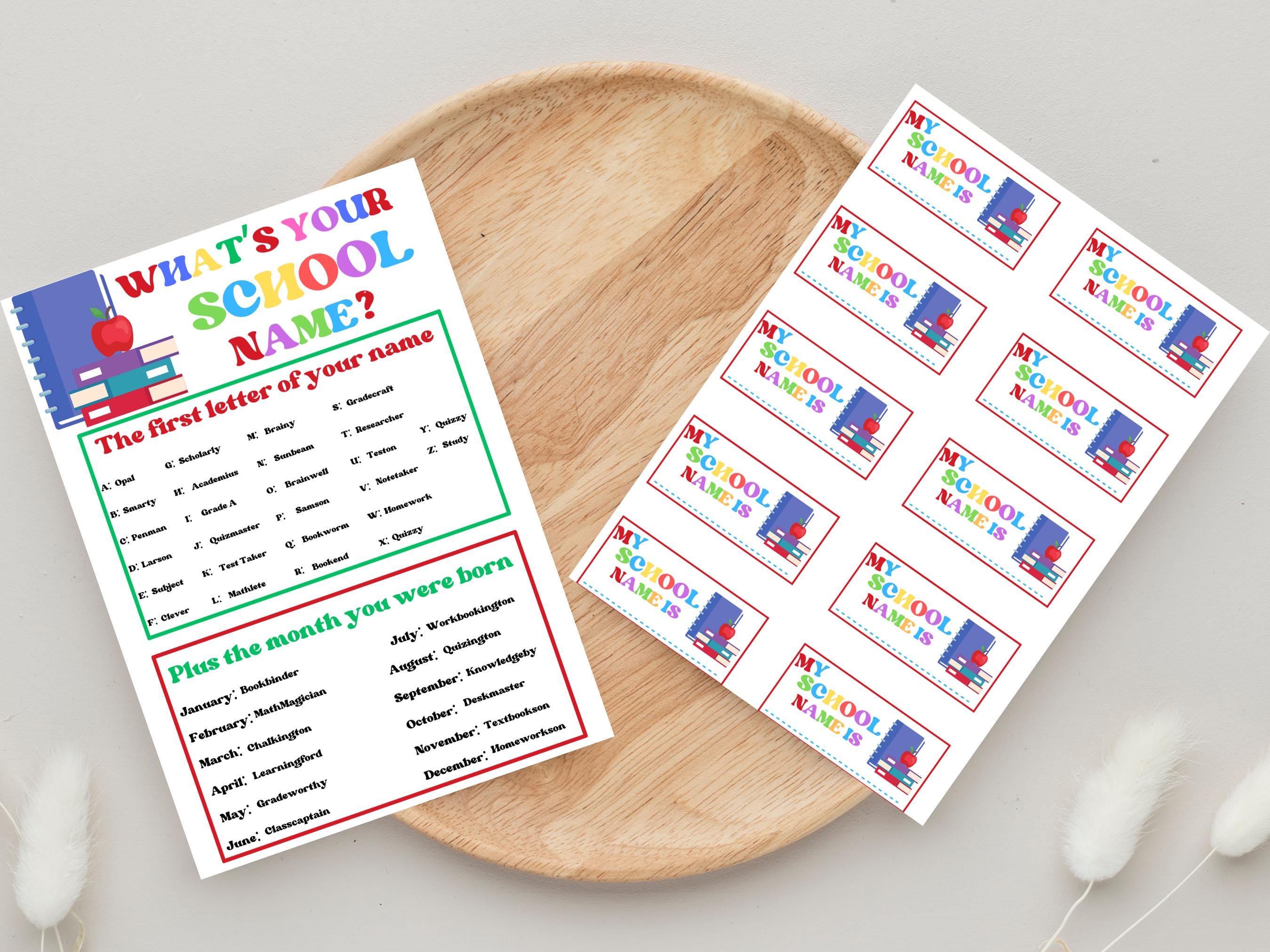 What's Your Back to School Name Printable Game, Create a Back to School ...