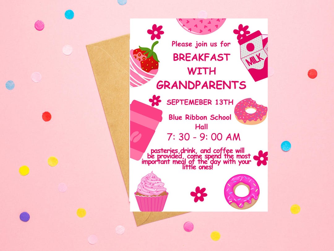Editable Grandparents Day Donuts Invitation, School Grandparents Day ...