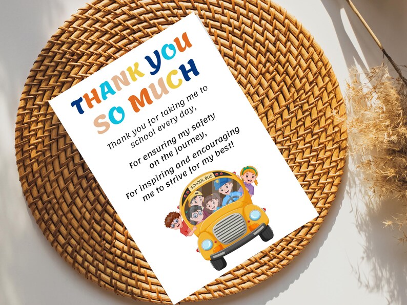 Bus Driver Appreciation Card, Bus Driver Card, Bus Driver Thank You ...
