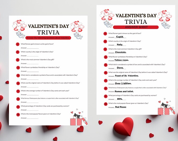 Valentine's Day Trivia Game | Printable Valentine's Day Games ...