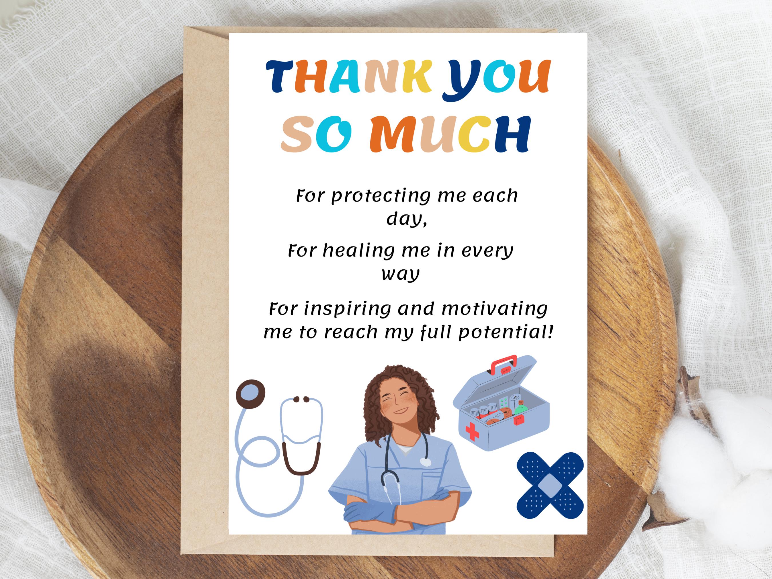Thank You School Nurse Printable Card, Appreciation Card for School ...