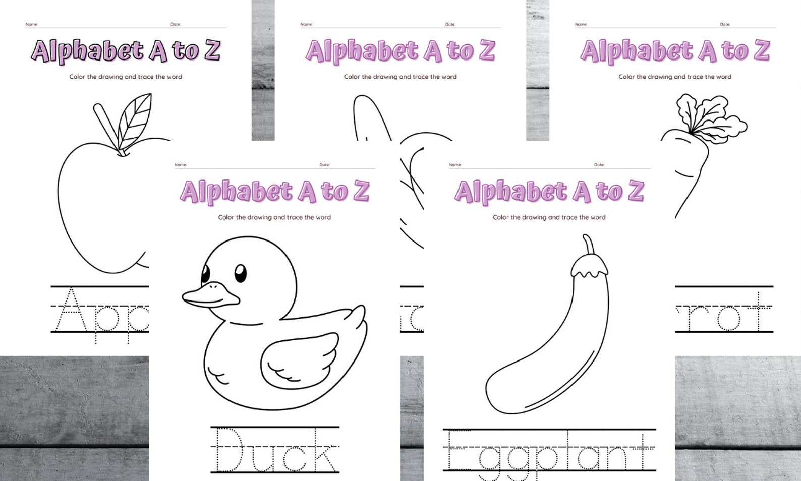 Printable Alphabet Coloring Pages, Alphabet Instant Digital Download ...