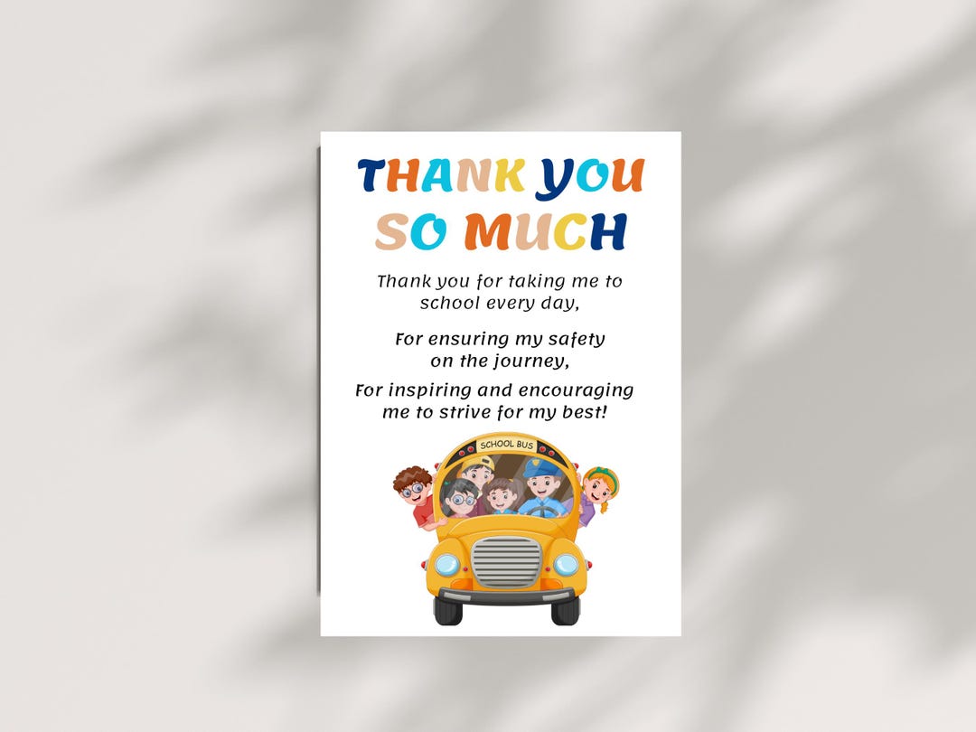 Bus Driver Appreciation Card, Bus Driver Card, Bus Driver Thank You ...