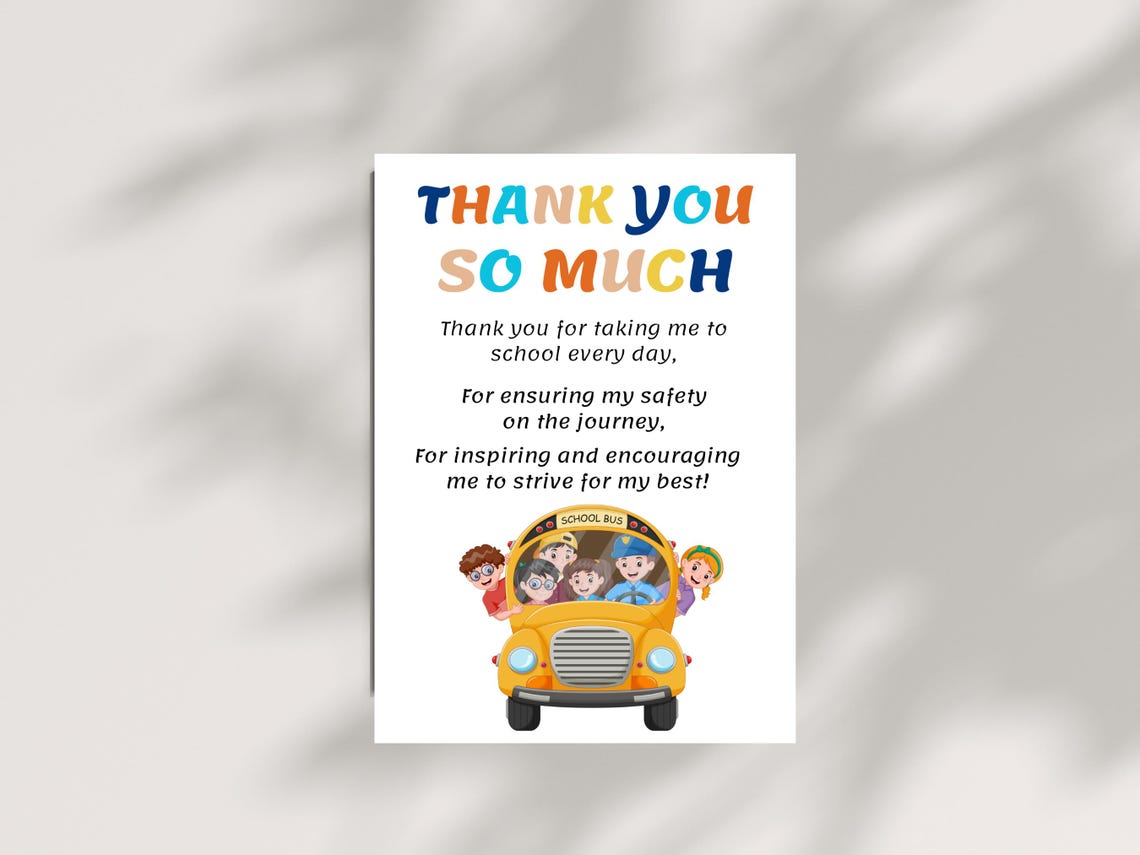 Bus Driver Appreciation Card, Bus Driver Card, Bus Driver Thank You ...