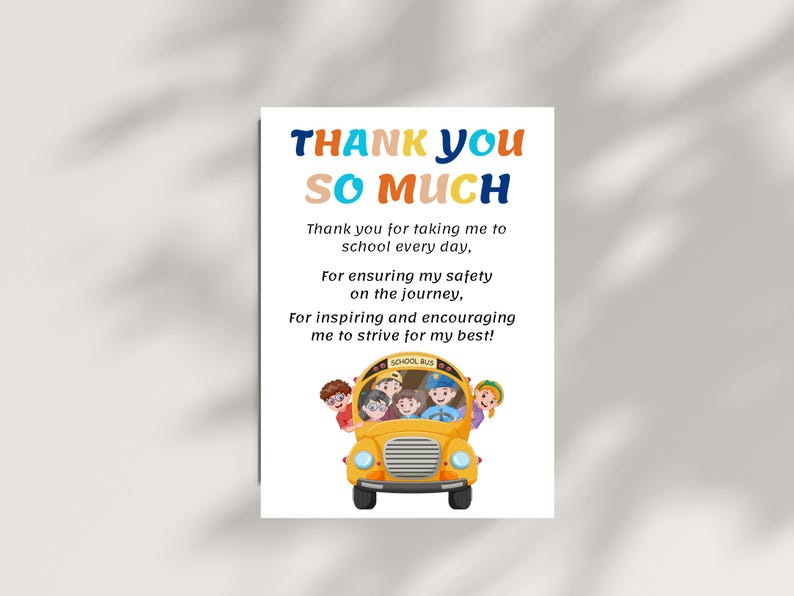 Bus Driver Appreciation Card, Bus Driver Card, Bus Driver Thank You ...