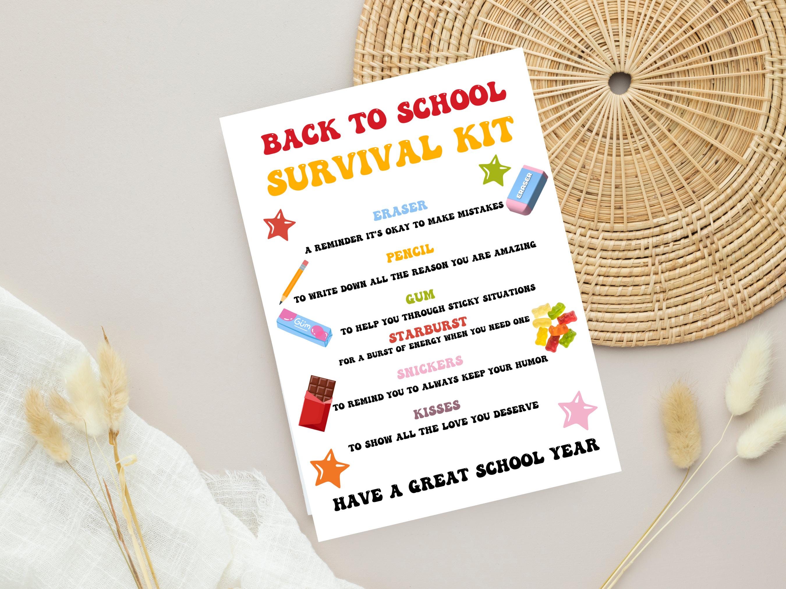 Back to School Survival Kit, First Day of School Gift Tag, Back to ...