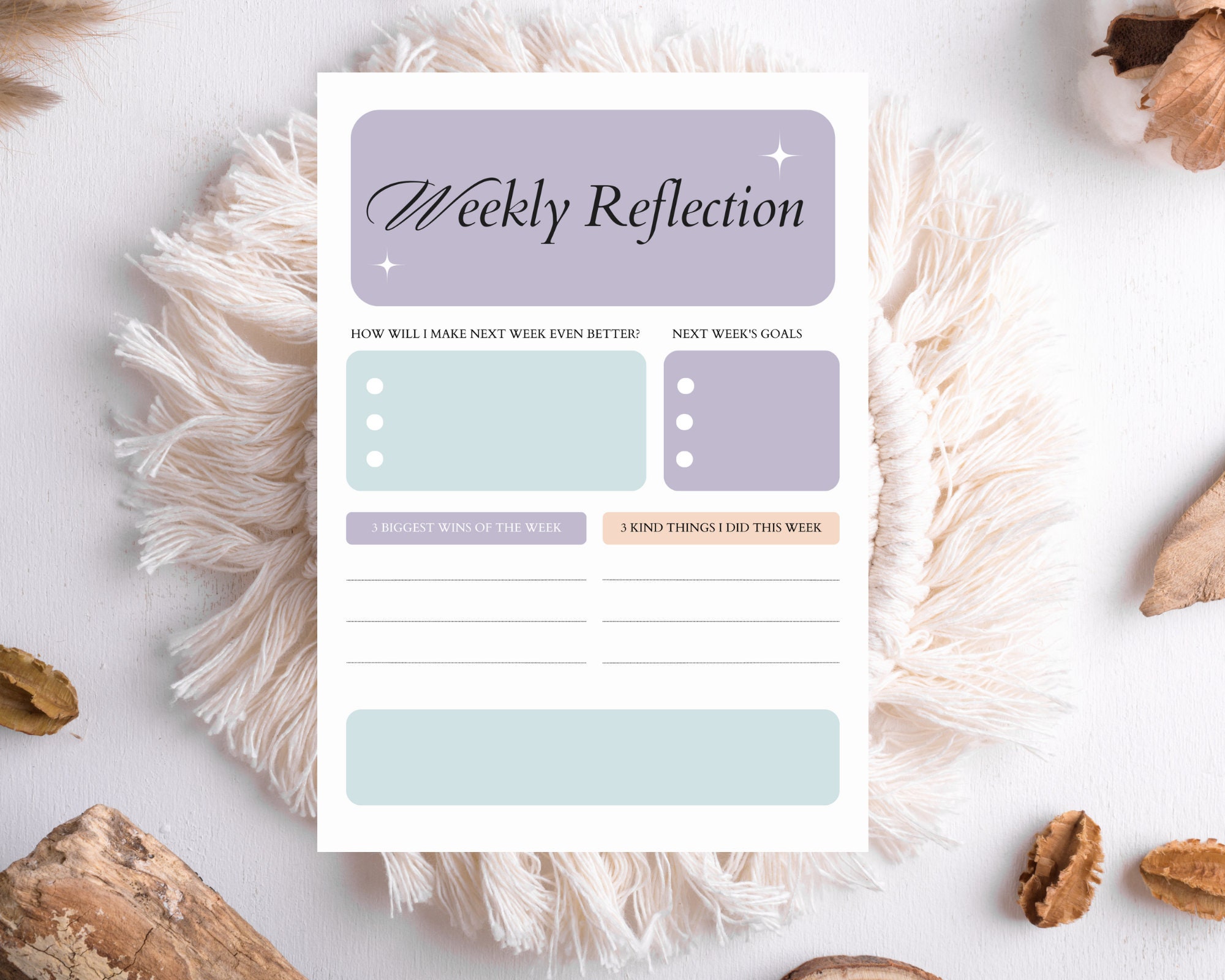 Printable Weekly Reflection Sheet, Weekly Review, Week in Review ...