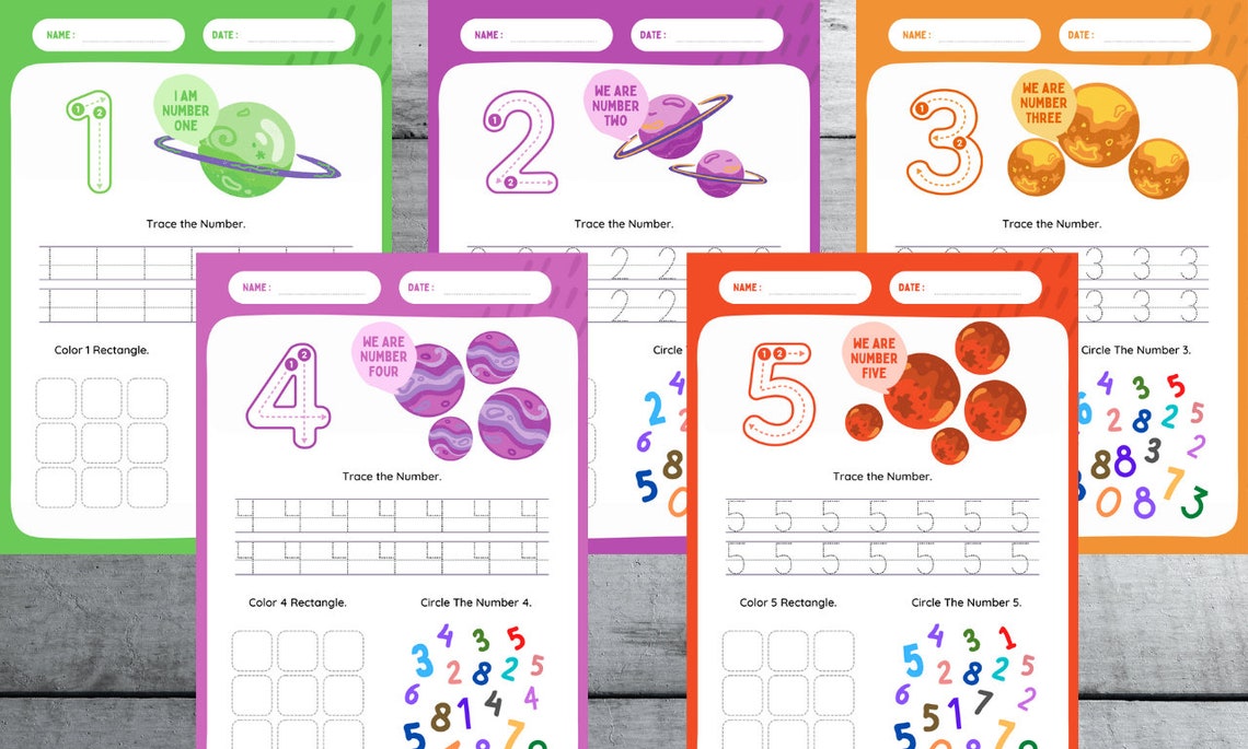 Preschool Numbers Tracing Worksheet, Handwriting Practice, Homeschool ...