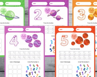 Preschool Numbers Tracing Worksheet, Handwriting Practice, Basic ...