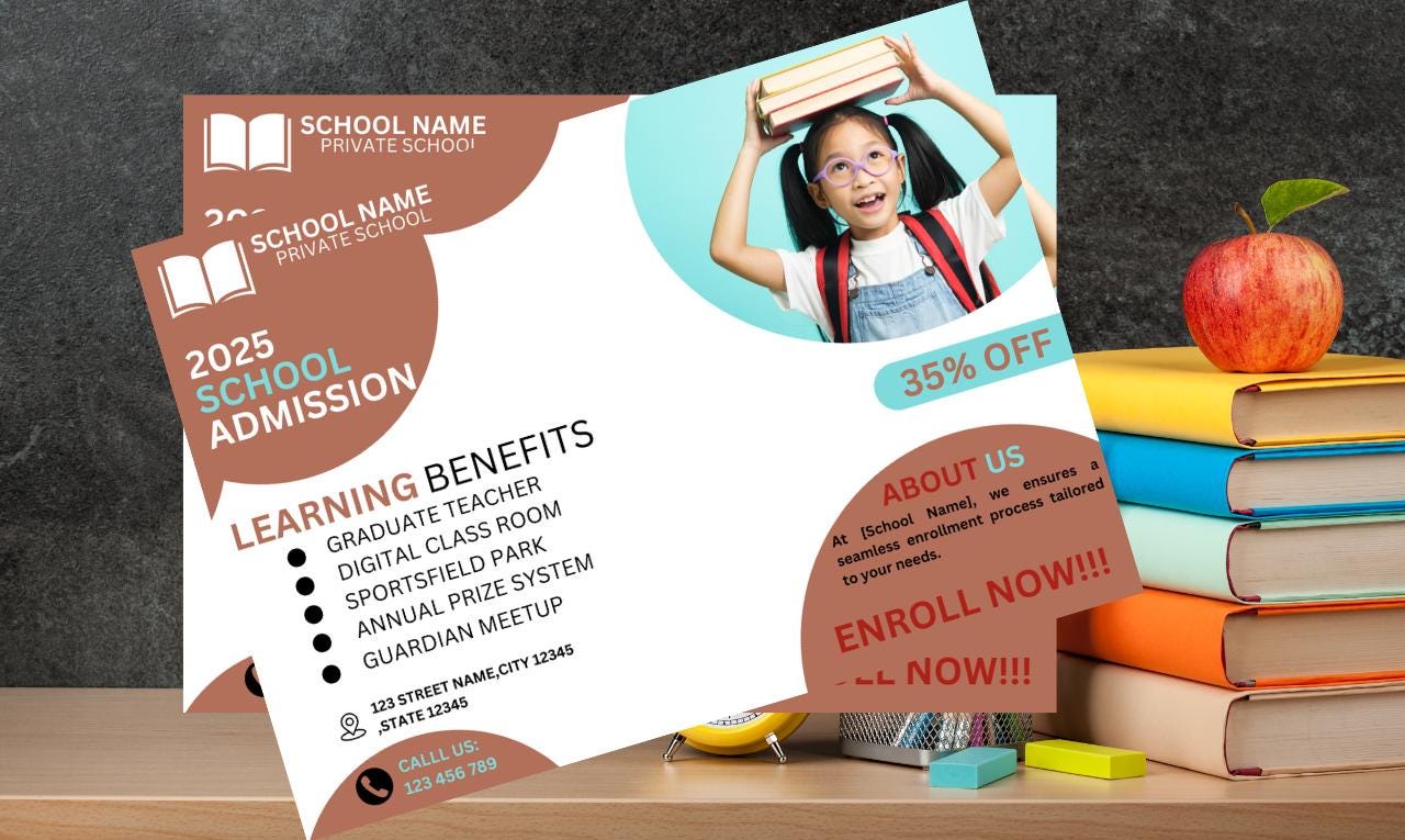 School Admission Flyer Template, Editable School Flyer, Enrollment ...