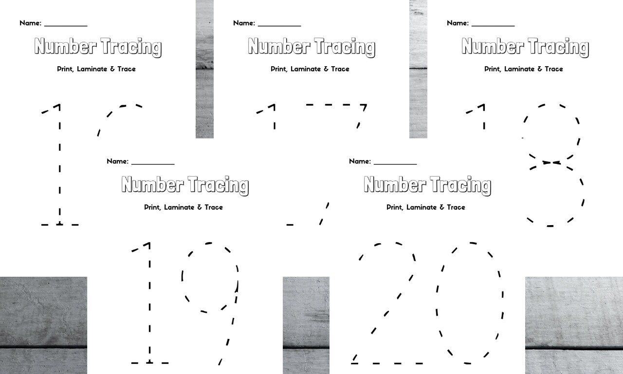 Number Tracing 1-20, Preschool Worksheets, Kindergarten Tracing Numbers ...