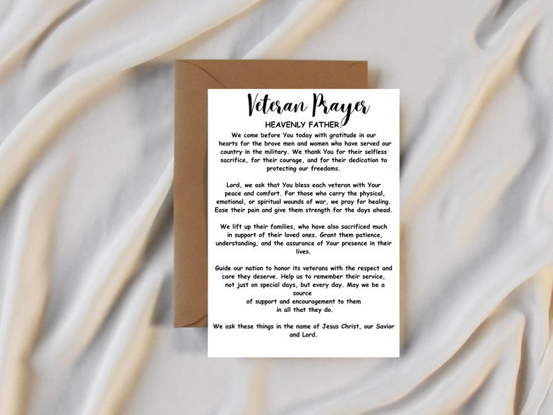 Printable Veteran Prayer Card, A Soldier Prayer Card, Soldier Prayer ...