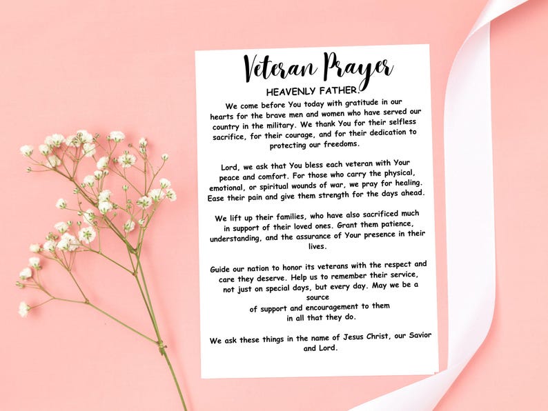 Printable Veteran Prayer Card, A Soldier Prayer Card, Soldier Prayer ...