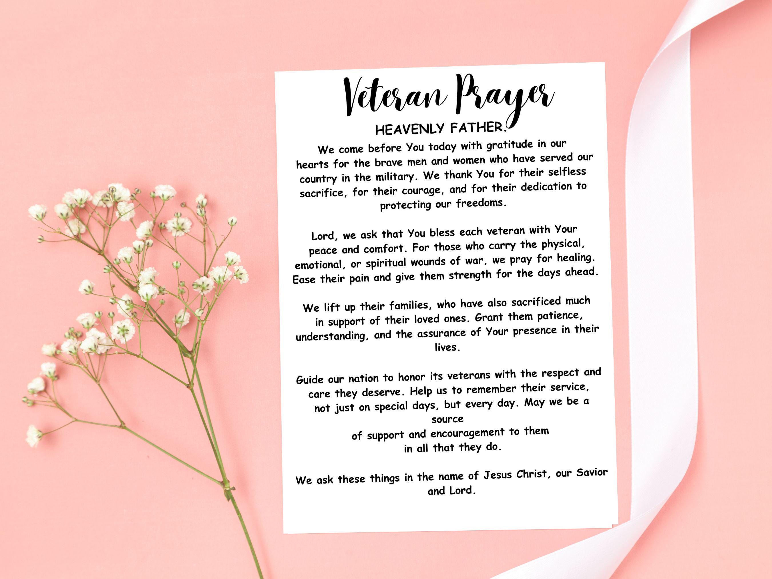 Printable Veteran Prayer Card, A Soldier Prayer Card, Soldier Prayer ...