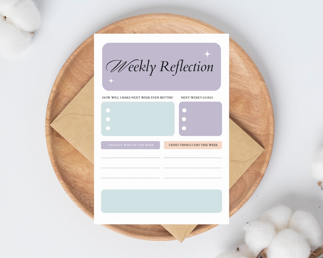 Printable Weekly Reflection Sheet, Weekly Review, Week in Review ...