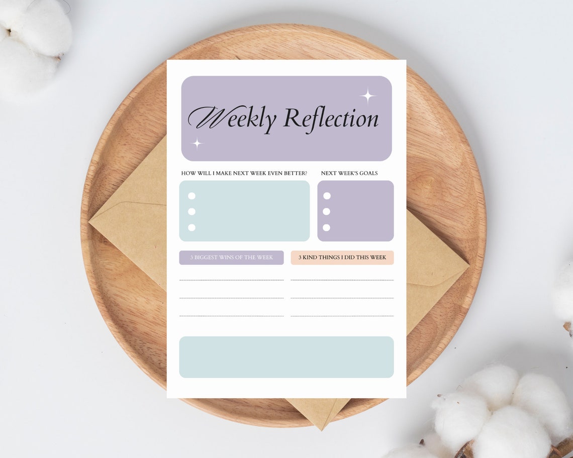 Printable Weekly Reflection Sheet, Weekly Review, Week in Review ...
