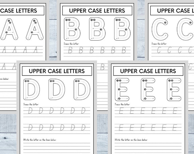 Buy Printable Worksheets Trace the Letters Uppercase A - Z Preschool ...