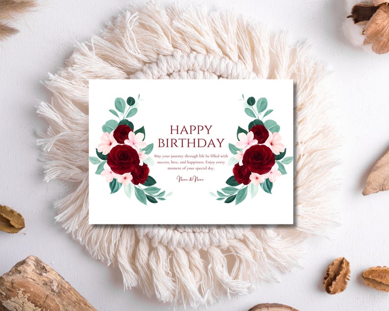 Elegance Editable Birthday Card, Digital Products, Card Set Birthday ...