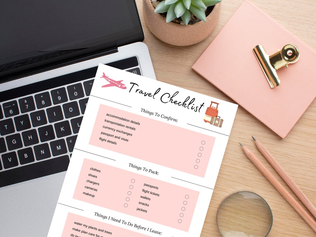 Travel Checklist | Travel Planner | Vacation Checklist | Printable ...