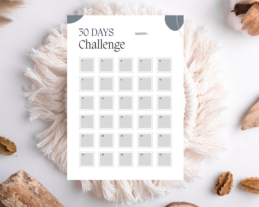 Printable 30 Day Challenge, Digital Download Habit Tracker, Goal ...