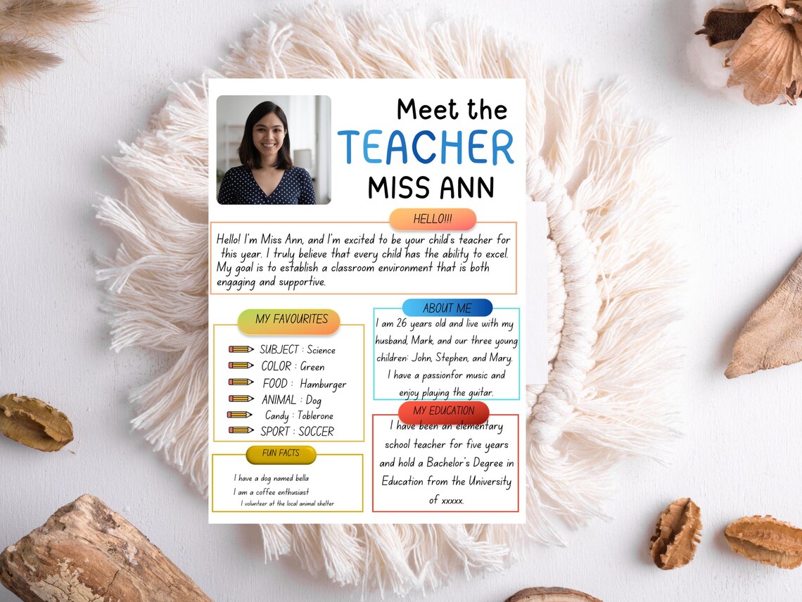 Meet the Teacher Template, Meet the Kindergarten Teacher Letter ...