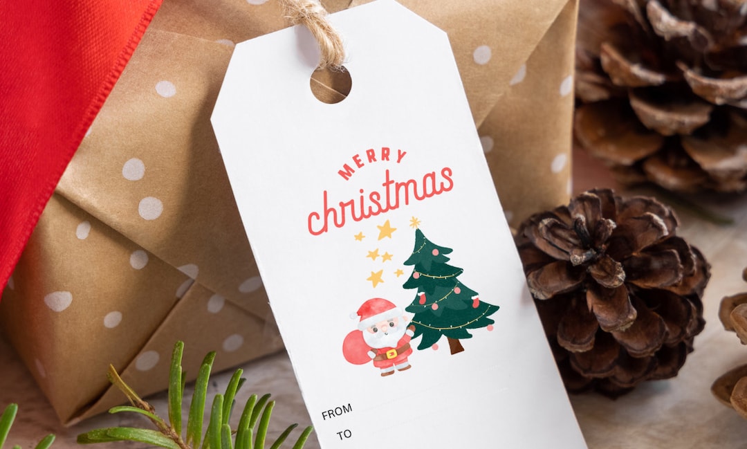 Merry Christmas Gift Tags, Editable Christmas Favor Tags, Holiday Gift ...