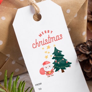 Merry Christmas Gift Tags, Editable Christmas Favor Tags, Holiday Gift ...