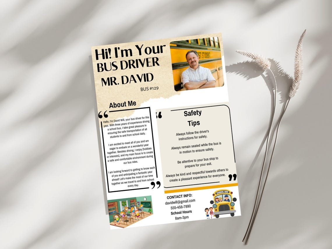 Meet the Bus Driver Editable Template, Back to School Letter to ...