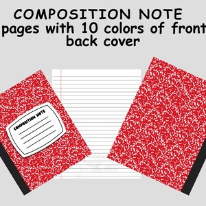 Digital Composition Notebook, 100 Pages With 10 Colorful Covers ...