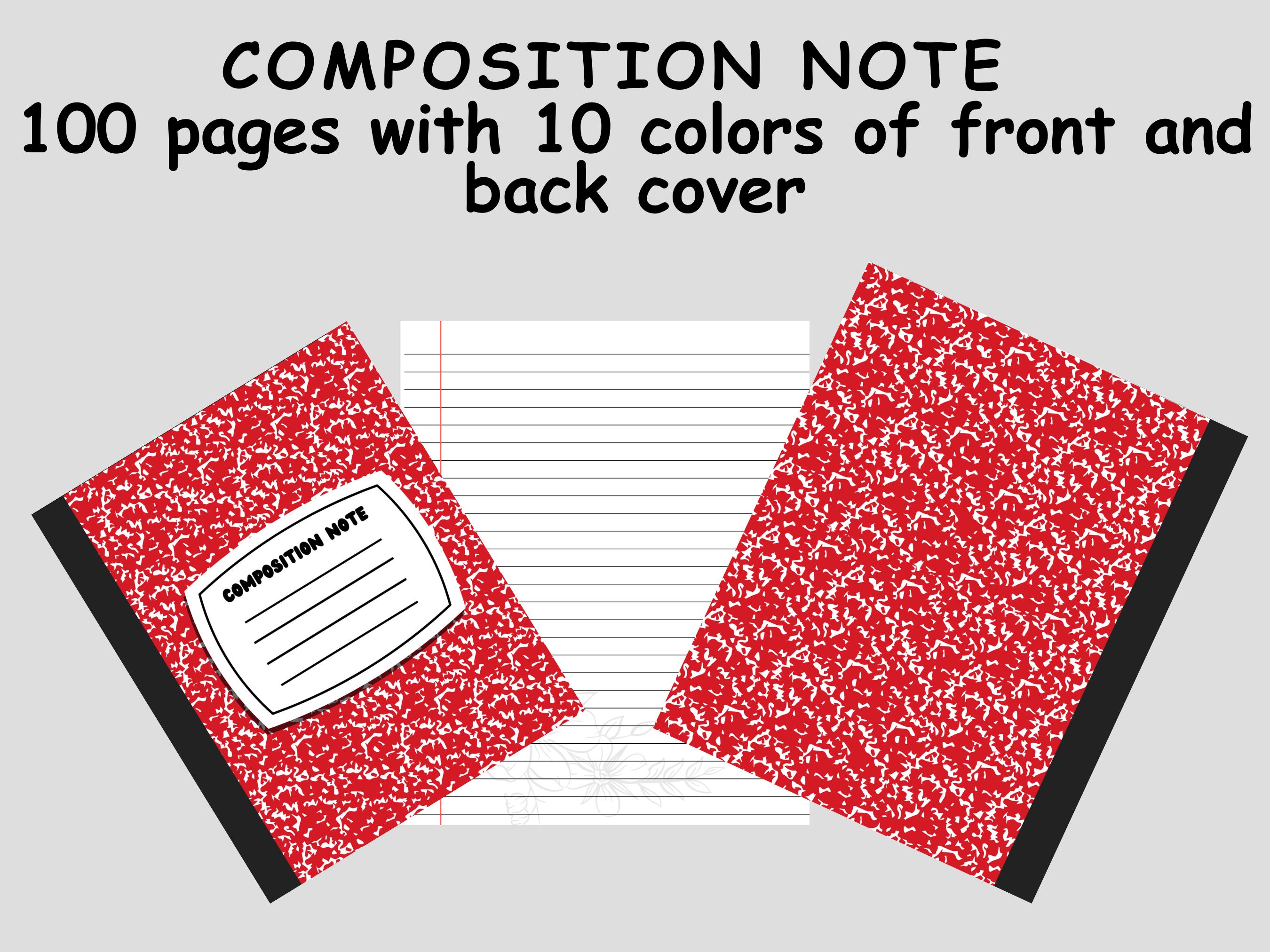 Digital Composition Notebook, 100 Pages With 10 Colorful Covers ...