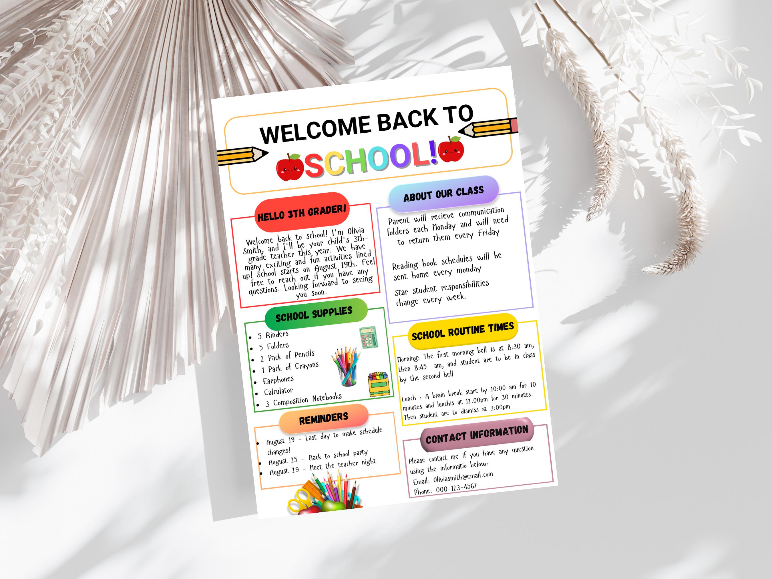 Welcome Note From Teacher, Welcome Back to School Letter to Parents ...