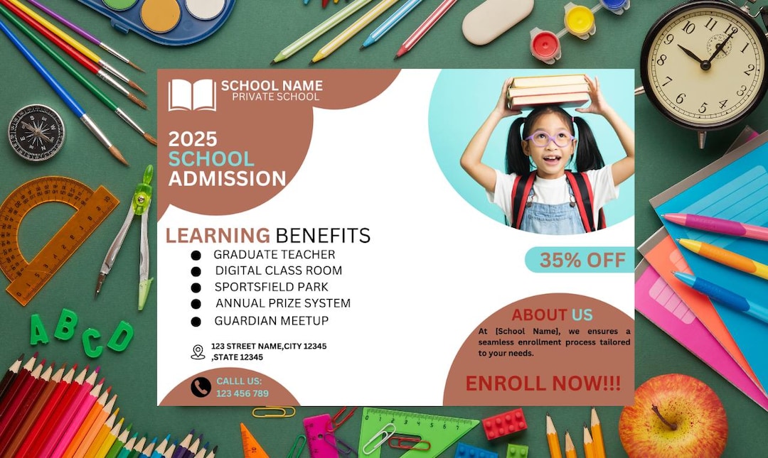 School Admission Flyer Template, Editable School Flyer, Enrollment ...