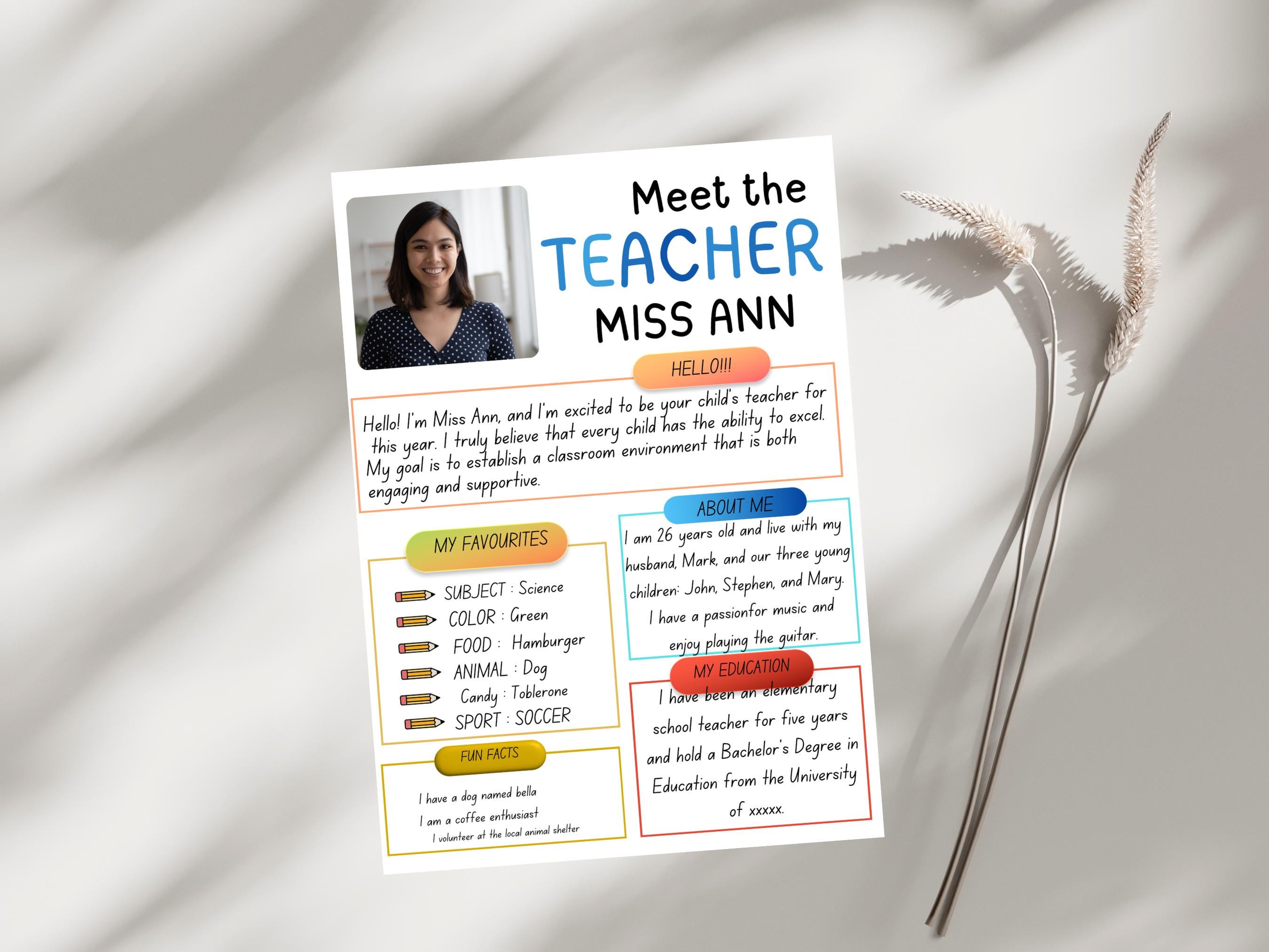 Meet the Teacher Template, Meet the Kindergarten Teacher Letter ...