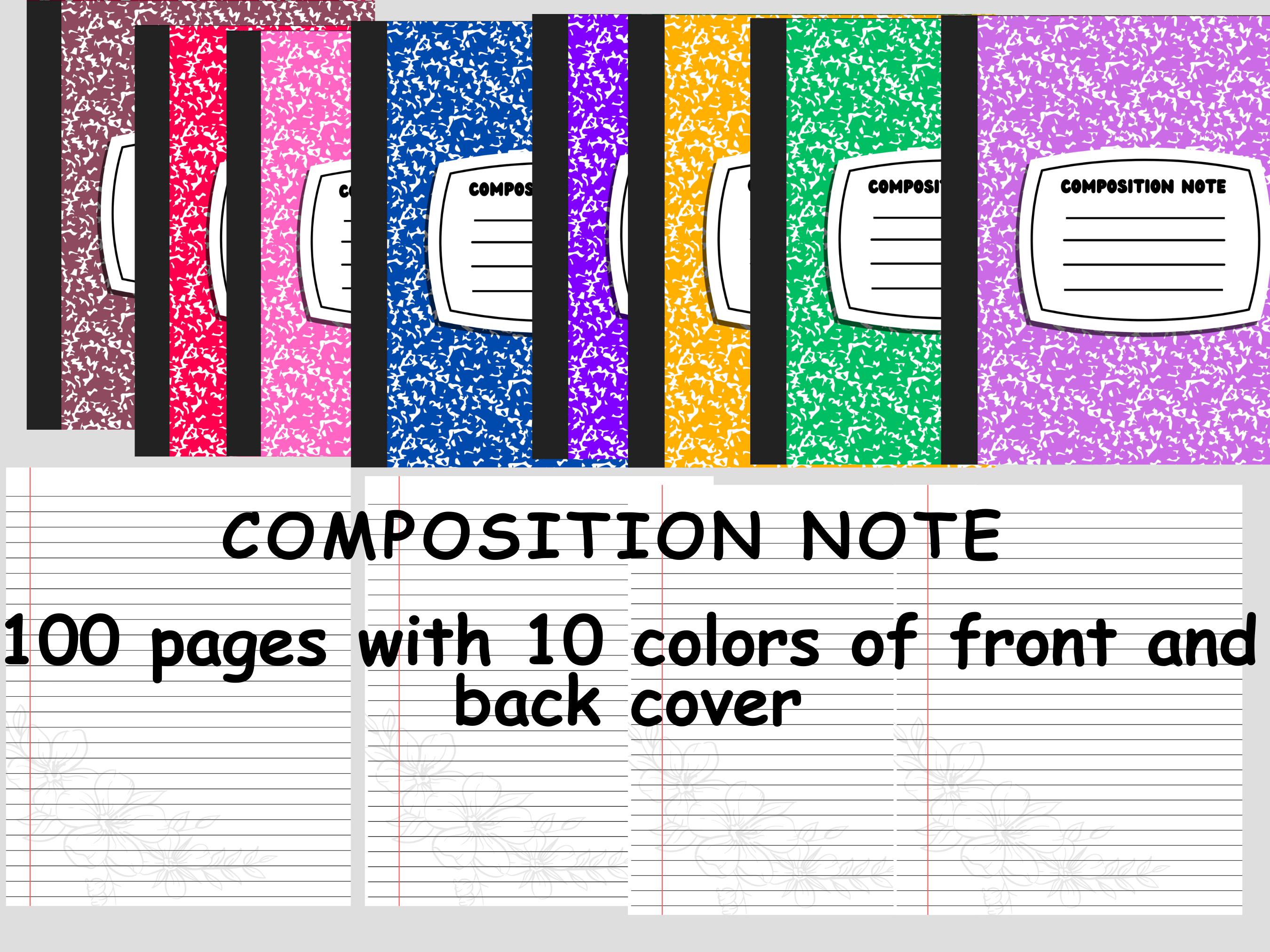 Digital Composition Notebook, 100 Pages With 10 Colorful Covers ...