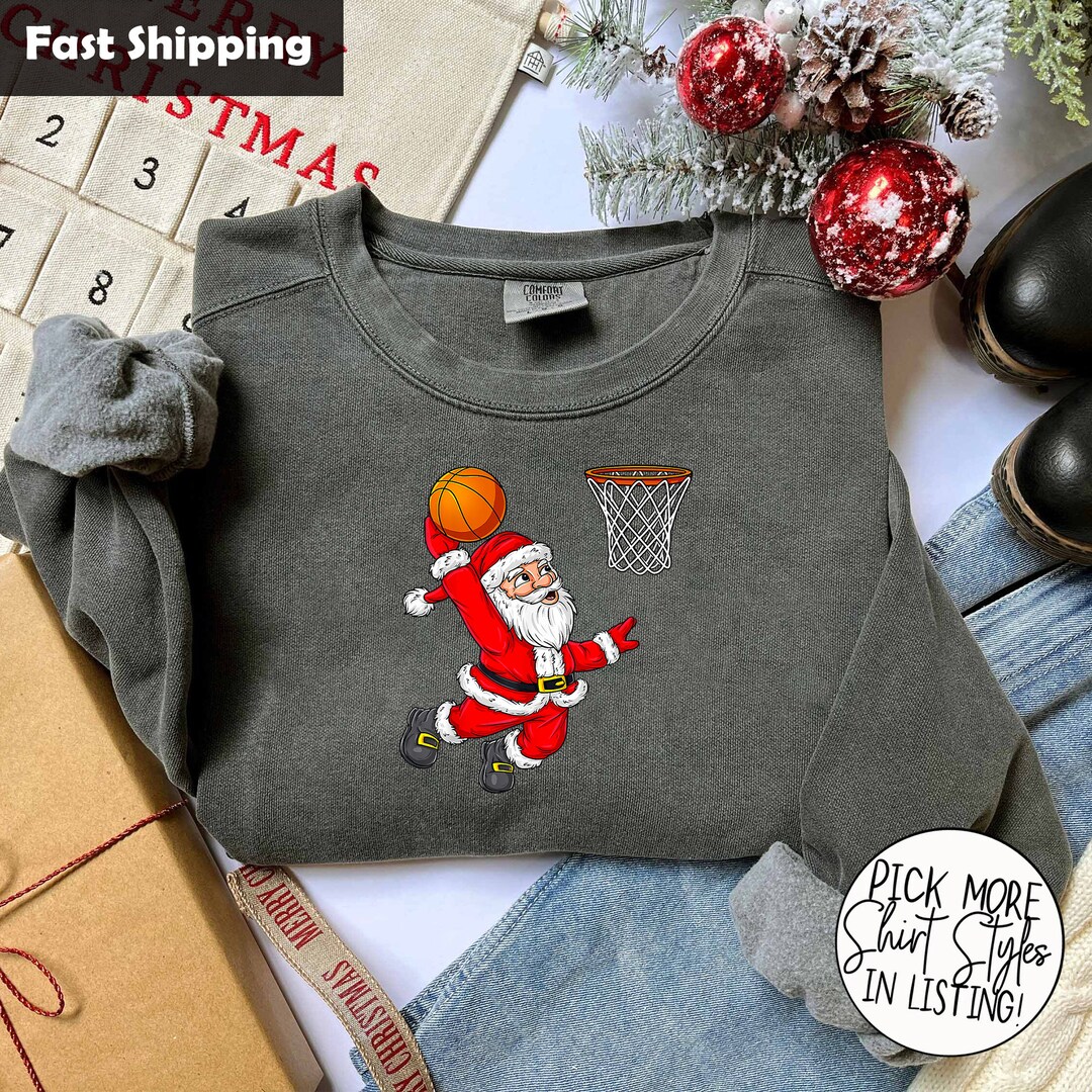 Comfort Colors® Basketball Santa Player Sweatshirt Basketball - Etsy