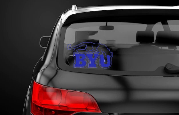 BYU Cougar Retro Vinyl Sticker Label Decal Football Label College ...